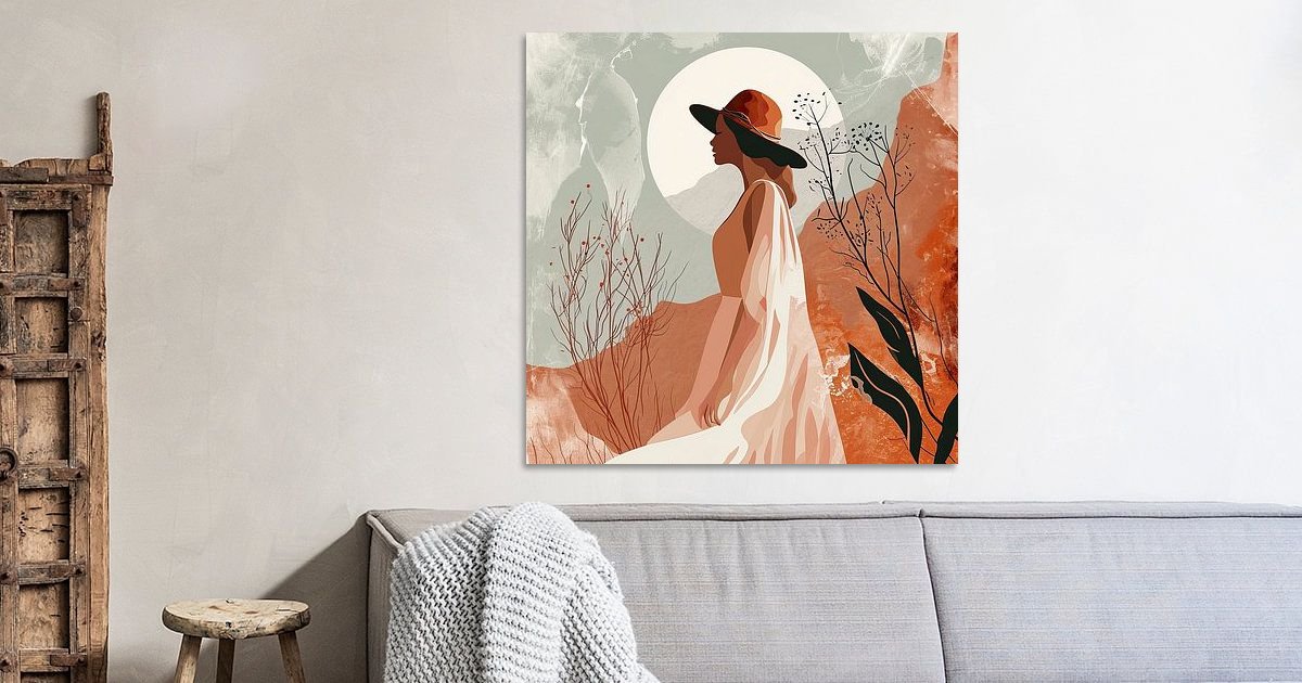 Vrouw in Aardetinten van ARTEO Schilderijen op canvas, behang en meer